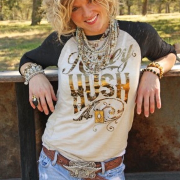 Junk Gypsy | Tops | Junk Gypsy Honey Hush Metallic Graphic Raglan Tee ...